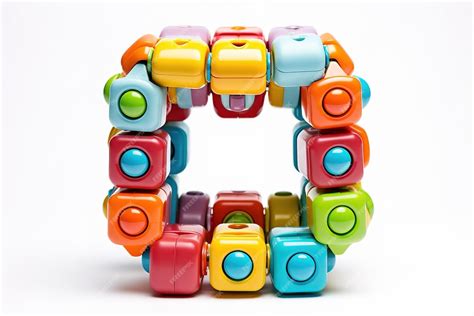 Colorful Interlocking Cubes Forming A Square Shape On A White