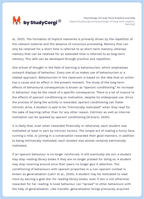 Psychology Of Long Term Explicit Learning Free Essay Example