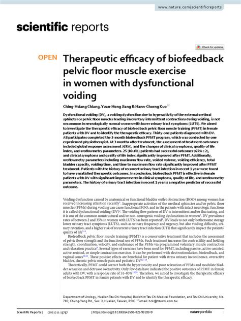 Semg Biofeedback Pelvic Floor Muscle Dysfunctional Voiding Pdf Urinary Incontinence