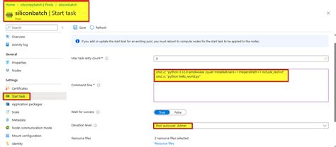 Unable To Execute Python File In Azure Batch Pool Using Task Error The Specified Command