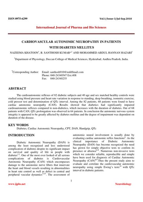 Pdf Cardiovascular Autonomic Neuropathy In Patients With Diabetes Mellitus