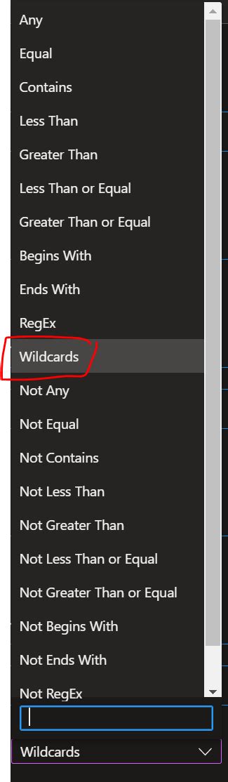 Missing Description For Wildcards Operator Of Routes Match Conditions