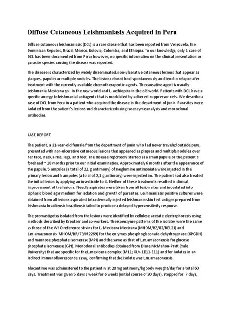 Diffuse Cutaneous Leishmaniasis Acquired In Peru Eng Pdf Medical