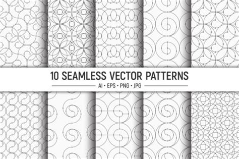 10 Outline Seamless Geometric Patterns Graphic By AVK Graphics Creative Fabrica