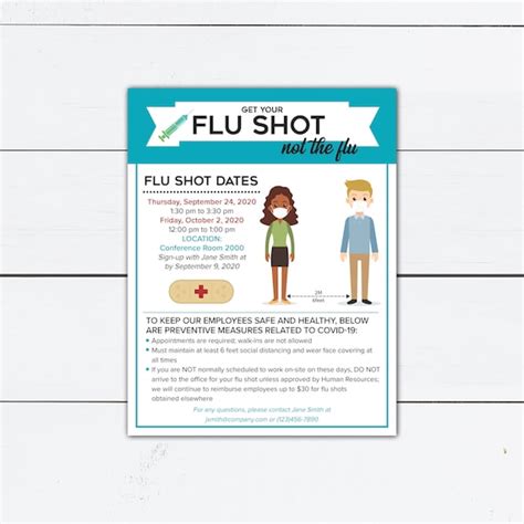 Flu Shot Flyer Flu Vaccination Custom Company Sign Company Flyer