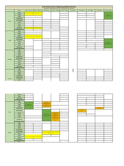 Itc Course Timetable Pdf