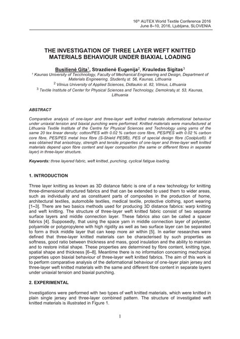 Pdf The Investigation Of Three Layer Weft Knitted Materials Behaviour Under Biaxial Loading