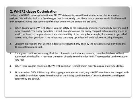 Ppt Mysql Query Optimization Optimize Select Statements Powerpoint
