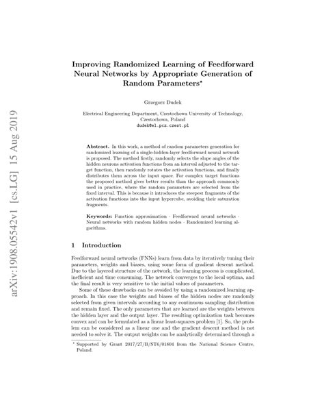 Pdf Improving Randomized Learning Of Feedforward Neural Networks By Appropriate Generation Of
