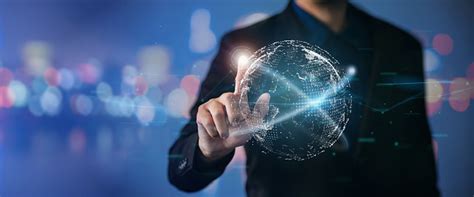 전 세계의 글로벌 통신 네트워크 기술 및 디지털 데이터 교환을 다루는 사업가 3d 일러스트 배너 남자에 대한 스톡 사진 및 기타 이미지 Istock