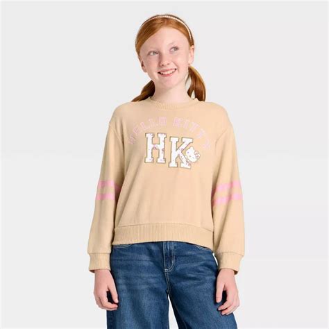 Hello Kitty Girls Floral Patch Fleece Sweater