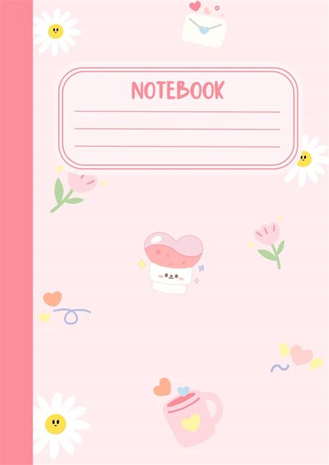 Pink Cute Illustration Notebook Cover A4 Document Template