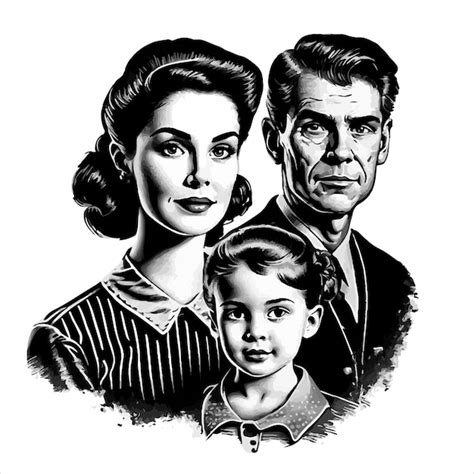 Retrato De Família Antigo Vetor Premium