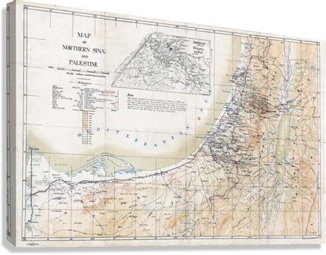 1918 Military Map Of Northern Sinai And Palestine Showing Strategic