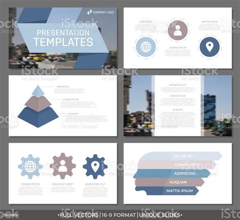 다목적 프레 젠 테이 션 템플릿 슬라이드 그래프와 차트에 대 한 블루와 갈색 요소 설정 합니다 전단지 기업 보고서 마케팅 광고