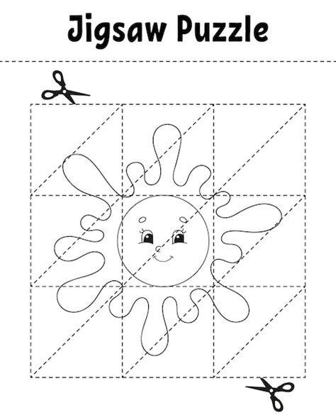 Jigsaw 퍼즐 어린이를 위한 색칠 페이지 프리미엄 벡터