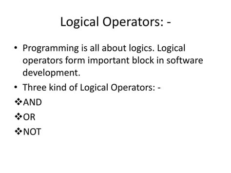 Presentation On Logical Operators Pptx