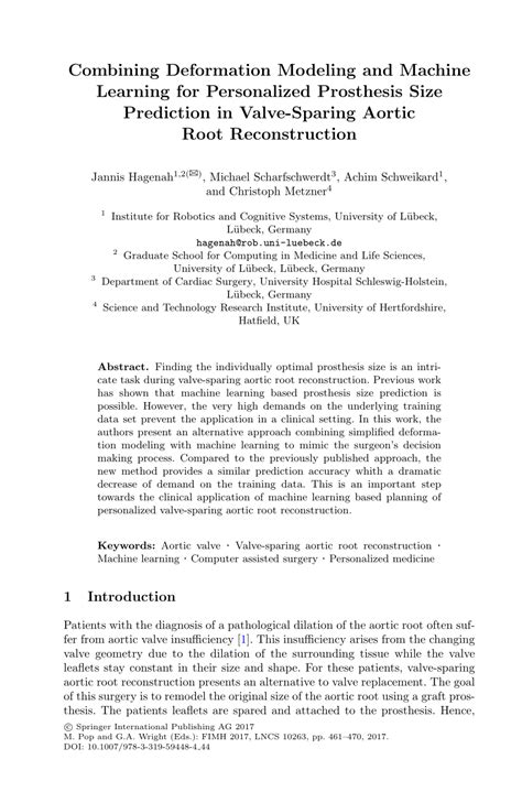 Pdf Combining Deformation Modeling And Machine Learning For Personalized Prosthesis Size