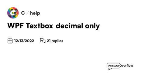 Wpf Textbox Decimal Only C