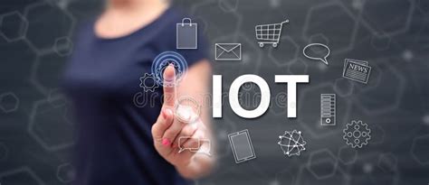 Woman Touching An Iot Concept Stock Image Image Of Finger Innovation