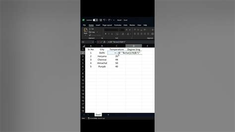 Temperature Ka Formula Kaise Lagaye Excel Exceltips Exceltutorial