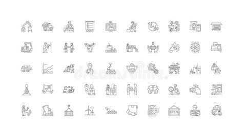 Workflow Ideas Linear Icons Line Signs Set Vector Collection Stock Vector Illustration Of