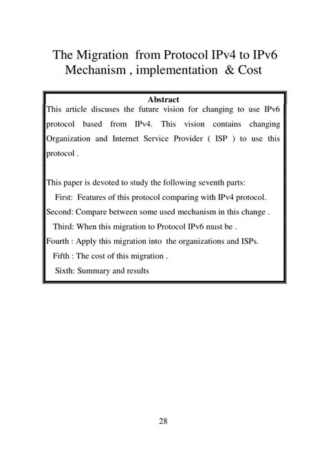 PDF The Migration From Protocol IPv To IPv Mechanism Implementation Cost