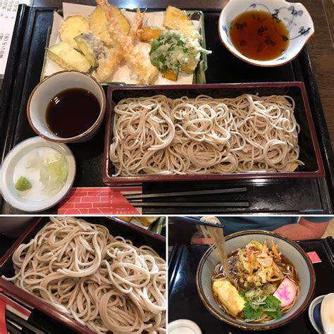 Cold Soba With Tempura Set And Hot Kakiage Soba From Minatogawa Soba