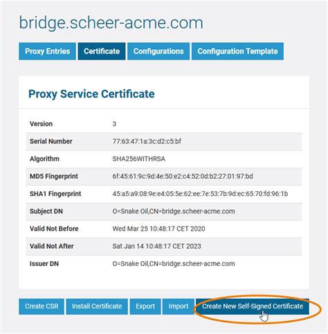 Renewing The Self Signed Proxy Certificate