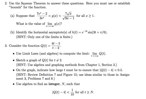 Solved Use The Squeeze Theorem To Answer These Questions