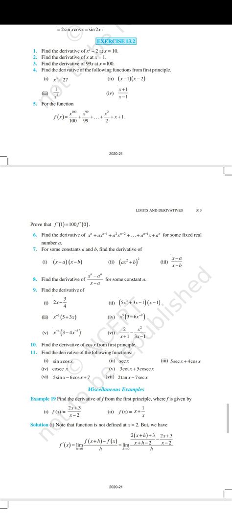 Derivative Mathematics Assignment Teachmint