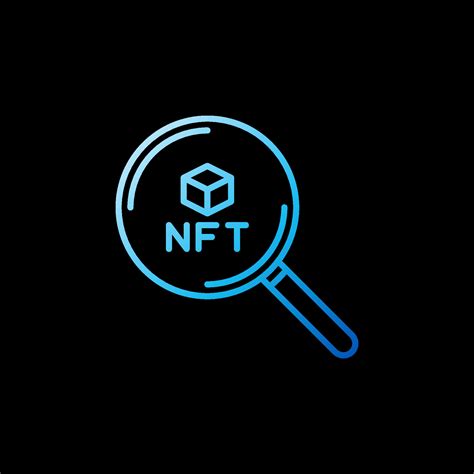 Magnifying Glass And Non Fungible Token Nft Blockchain Vector Outline Blue Icon 14751054 Vector