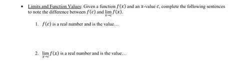 Solved Limits And Function Values Given A Function F X Chegg