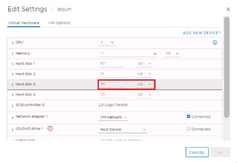 Aiqum Hard Disk Size Is Grayed Out Netapp Knowledge Base