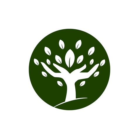 Human Hands And Tree With Green Leaves Vector Art At Vecteezy