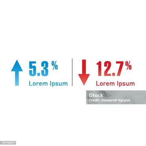 파란색과 빨간색 화살표를 위아래로입니다 비율 화살표 감소입니다 금융 개념입니다 프레 젠 테이 션 웹 Ui 보고서 출판물에 사용할 수 있습니다 벡터 그림을 흰색 배경에