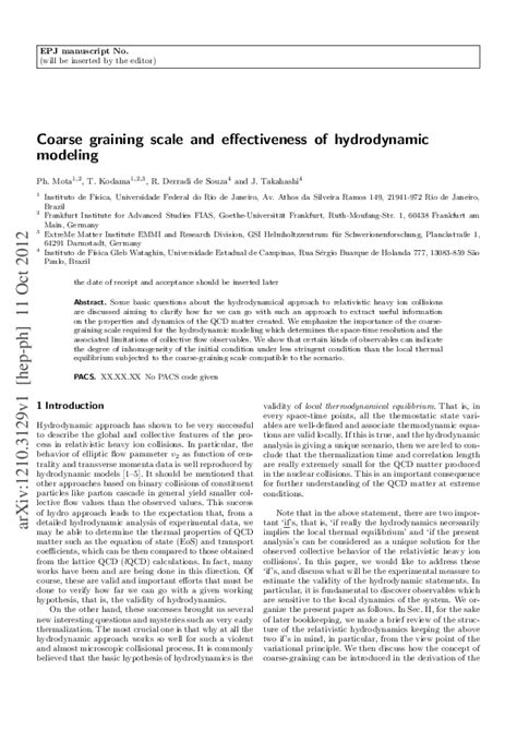 Pdf Coarse Graining Scale And Effectiveness Of Hydrodynamic Modeling