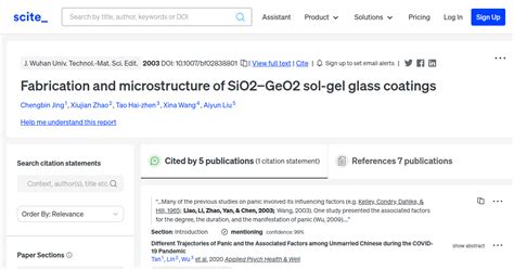 Citation Report Fabrication And Microstructure Of Sio2−geo2 Sol Gel