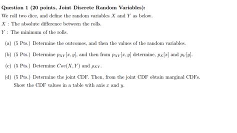 Solved Question 1 20 Points Joint Discrete Random