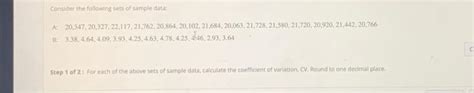 consider the following sets of sample data a