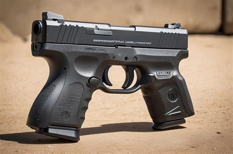 Premium Photo Compact Subcompact Pistol With Double Stack Magazine And Ambidextrous Controls