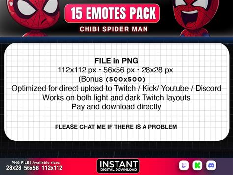 15 Emotes Chibi Spider Man Twitch Discord Youtube Emotes Superhero
