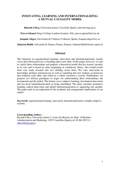 Pdf Innovating Learning And Internationalizing A Mutual Causality