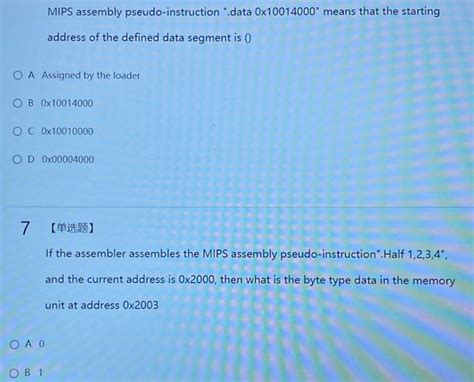 Solved Mips Assembly Pseudo Instruction Data 0x10014000