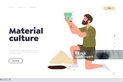 연구 작업 중에 보석을 찾는 남자 고고학자가 있는 물질 문화 랜딩 페이지 템플릿 검색에 대한 스톡 벡터 아트 및 기타 이미지 검색 고고학 고고학자 Istock