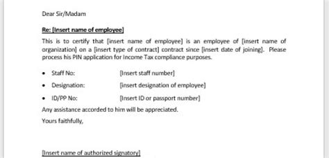 Kra Pin Application Introduction Letter Templates