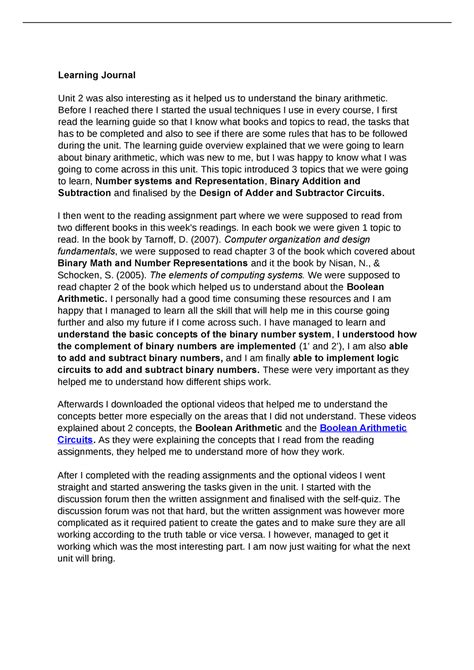 CS 1104 Computer Systems Learning Journal Unit 2 Learning Journal Unit 2 Was Also Interesting