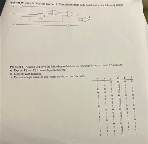 Solved Problem 10 Write The Boolean Function F Then Find