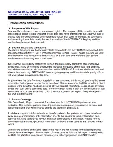 FREE Data Quality Report Samples In PDF DOC