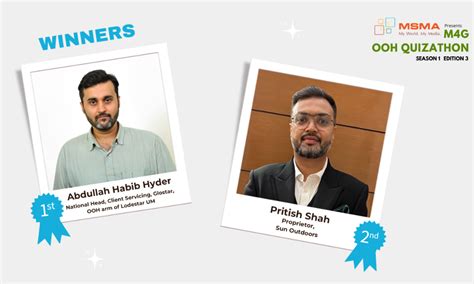 abdullah hyder bags top prize in 3rd m4g ooh quizathon contest pritish shah is runner up